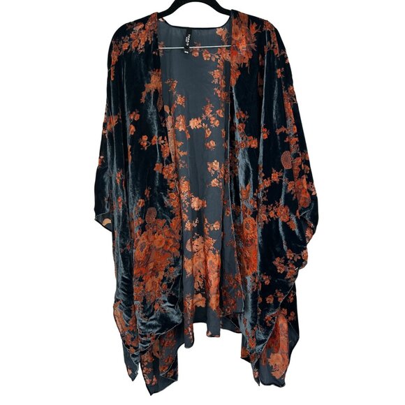 torrid | Intimates & Sleepwear | Torrid Blue Gray Floral Velvet Burnout ...